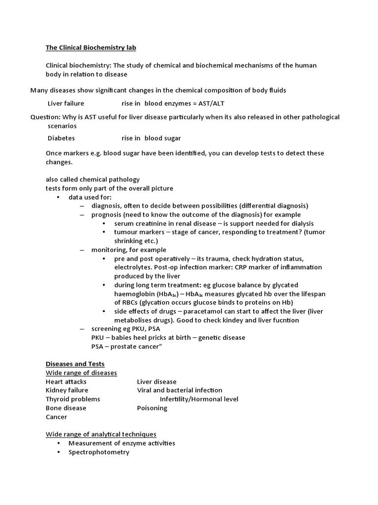 The Clinical Biochemistry Lab | PDF | Sensitivity And Specificity ...