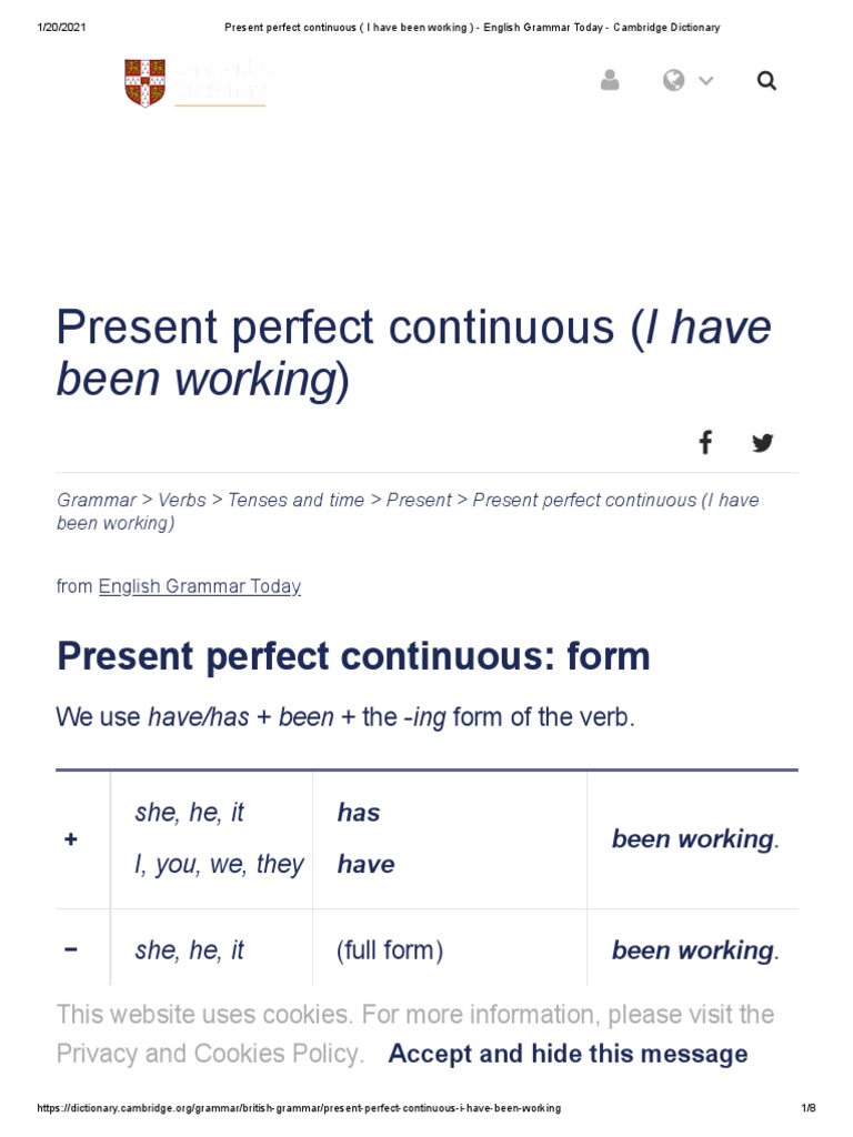 Present Perfect Continuous (I Have Been Working) - English Grammar ...