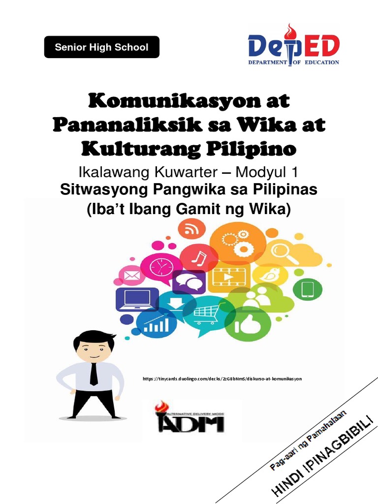 Komunikasyon Q2 Mod1 Sitwasyong Pangwika Sa Pilipinas Iba't Ibang Gamit NG Wika Version 4 | PDF