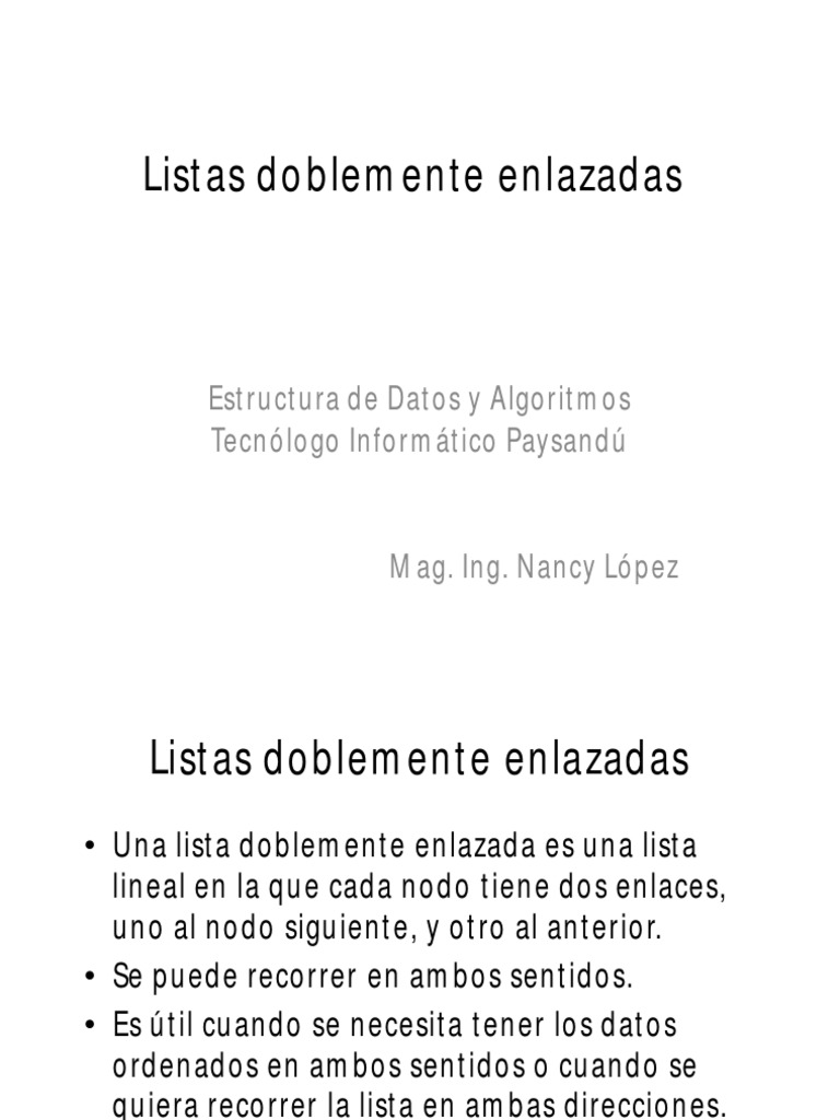 Listas Doblemente Enlazadas | PDF | Ciencias de la Computación ...