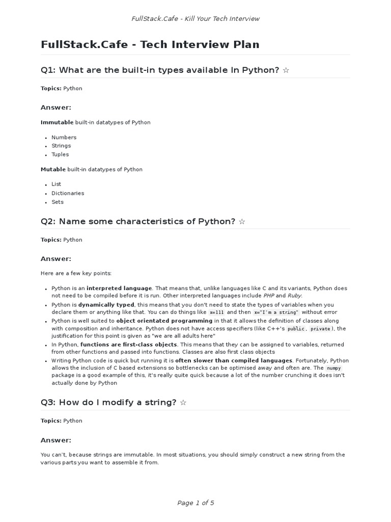 FullStackCafe QAS 1611919106431 | PDF | Python (Programming Language) | Variable (Computer Science)