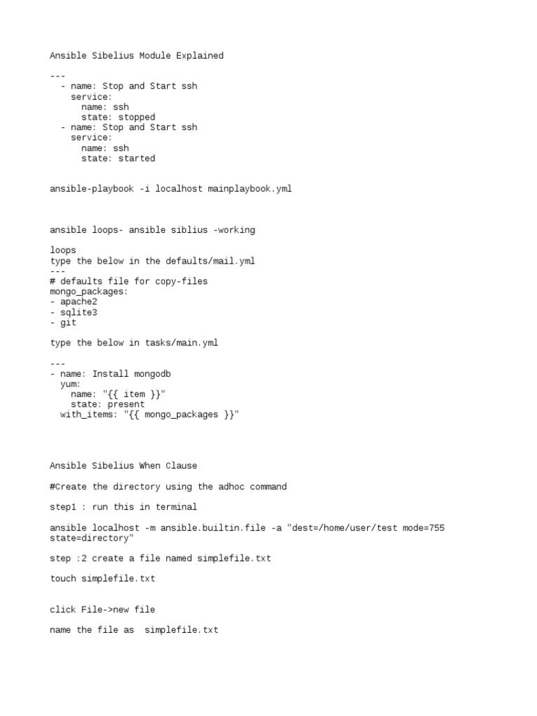 Ansible Sibelius Hands On | PDF