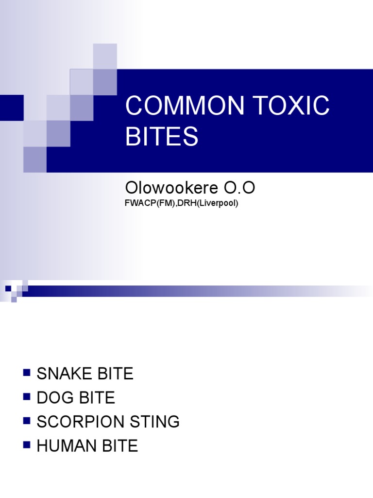 Common Toxic Bites: Olowookere O.O | PDF | Wound | Snake