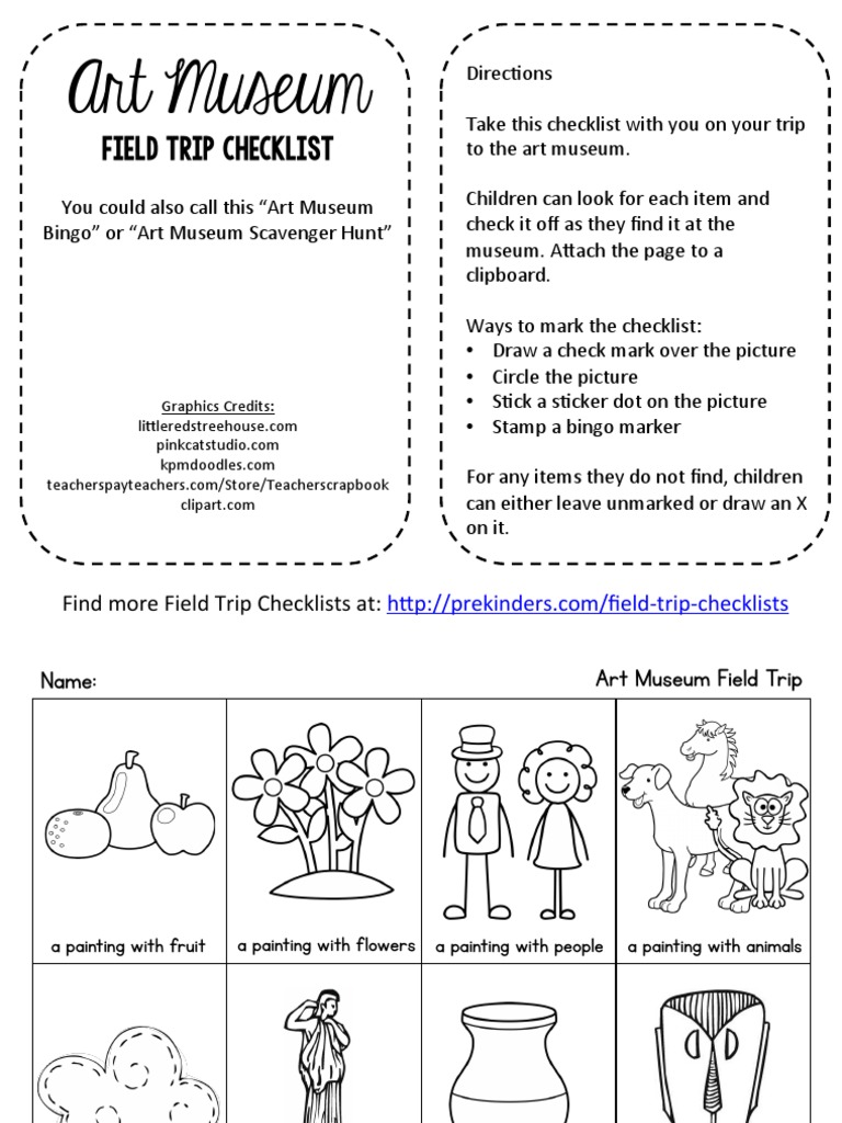 Art Museum: Field Trip Checklist | PDF