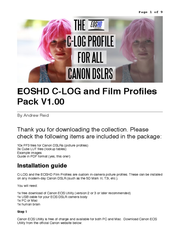 Instructions - EOSHD C-LOG and Film Profiles | PDF | Digital Single ...
