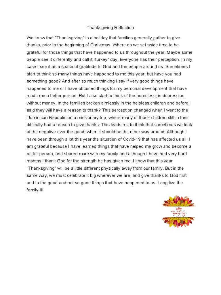 Thanksgiving Reflection | PDF