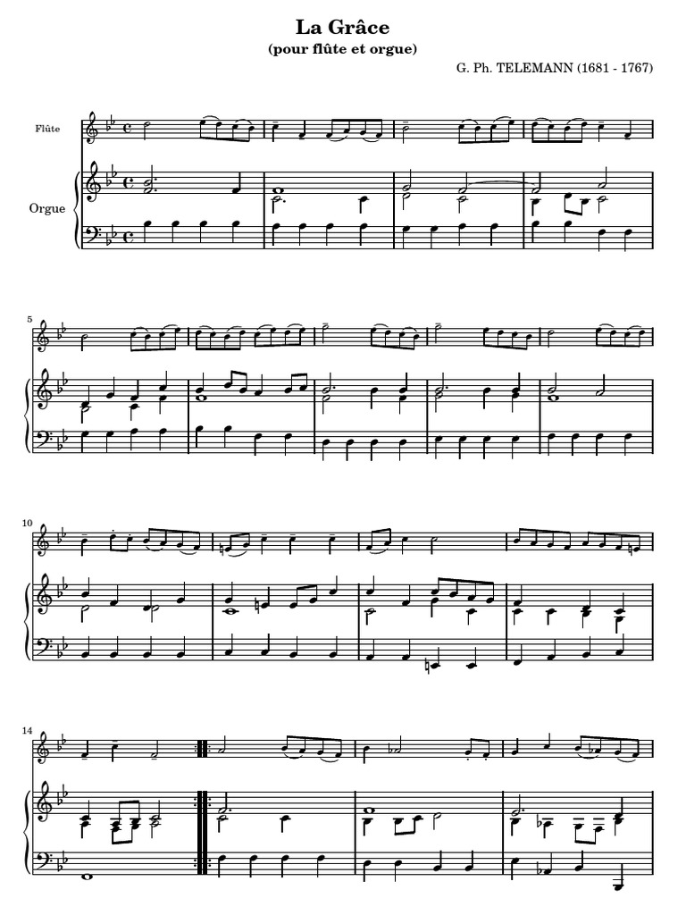 La Grâce: Telemann for Flute and Organ | PDF