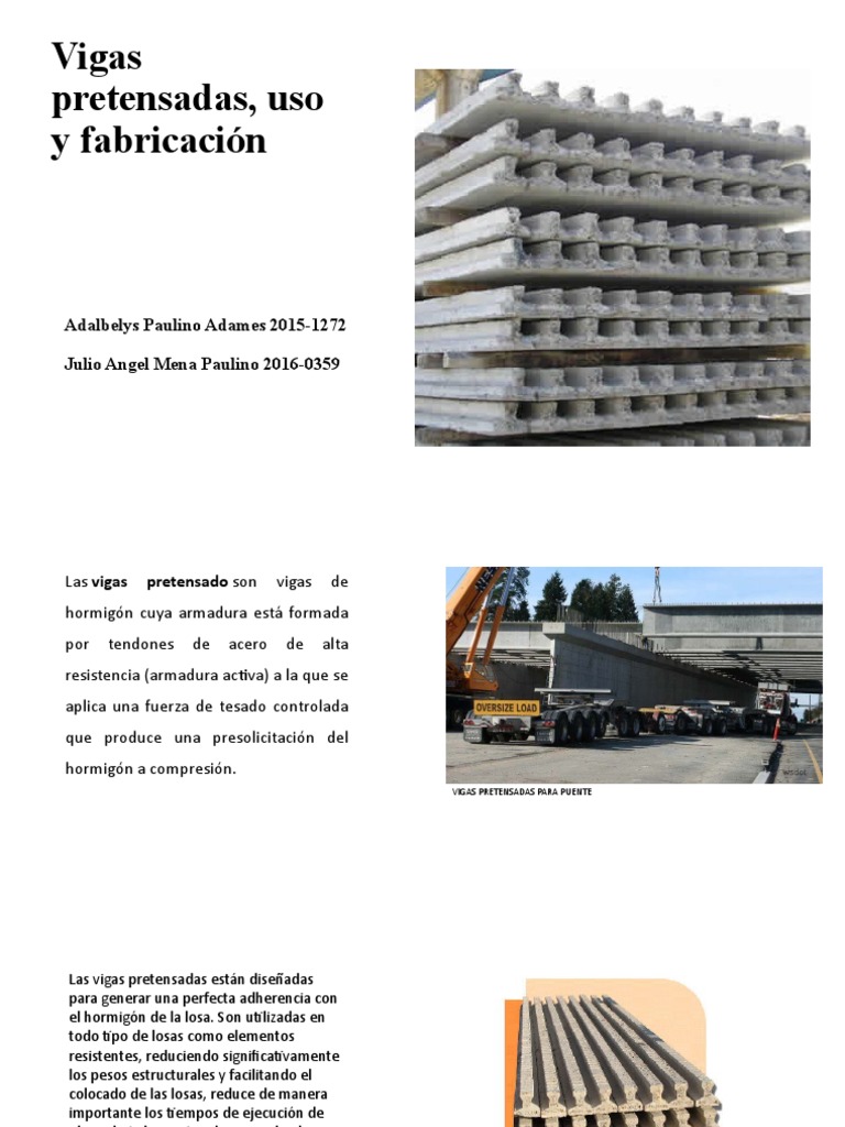 Vigas Pretensadas Uso Y Fabricación Pdf Hormigón Pretensado Hormigón
