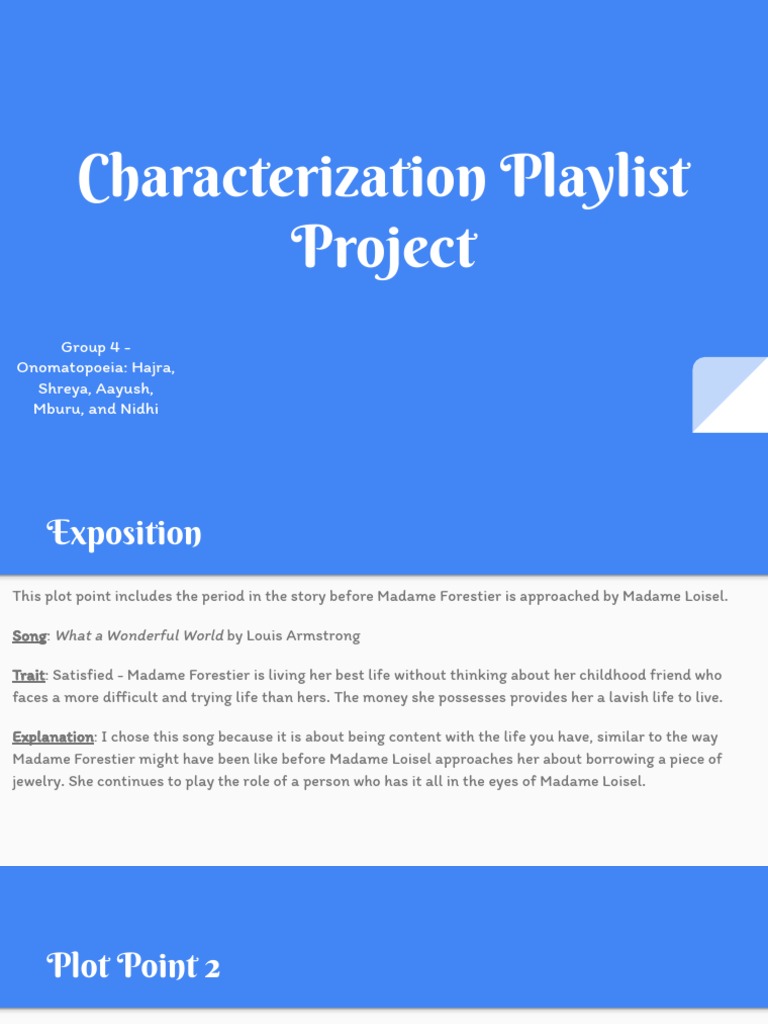 Characterization Playlist Project | PDF | Jewelry | Design