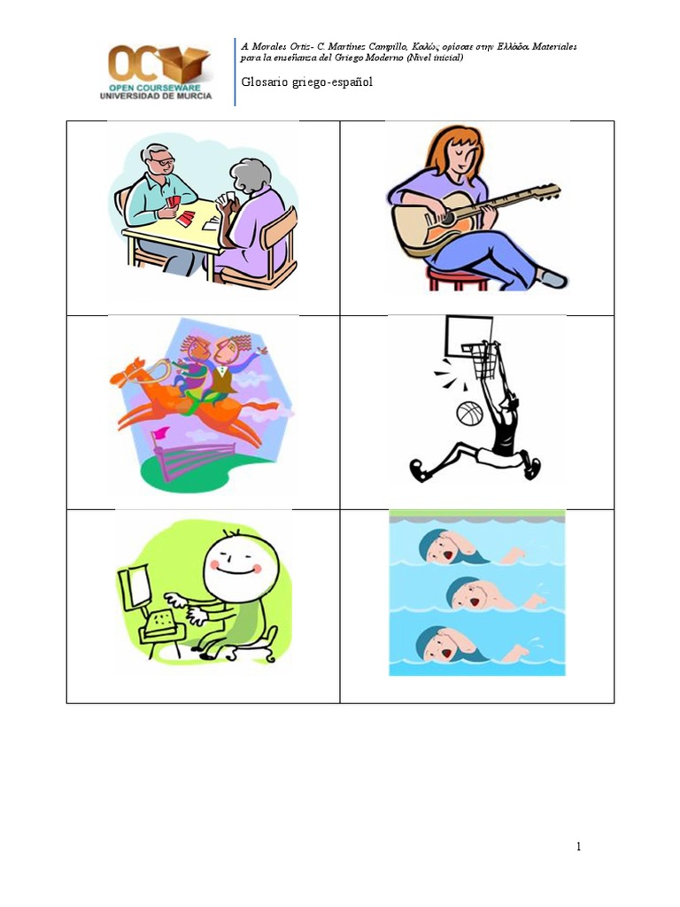 Fichas Vocabulario - Hobbies y Diversion Imagenes | PDF | Estudios de ...
