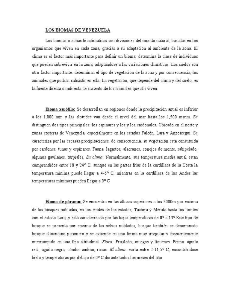 Biomas de Venezuela: Tipos y Características | PDF | Mangle | Selva