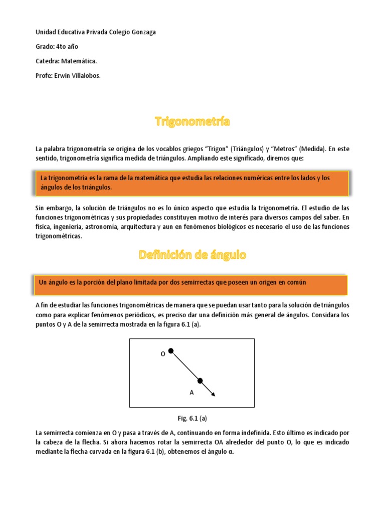 Matematica 4to Año Colegio Gonzaga | PDF | Triángulo | Geometría Elemental