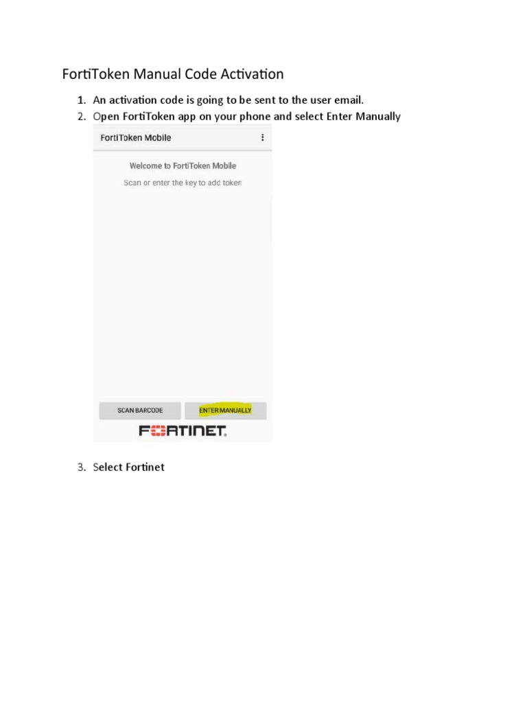 FortiToken App - Manual Activation | PDF