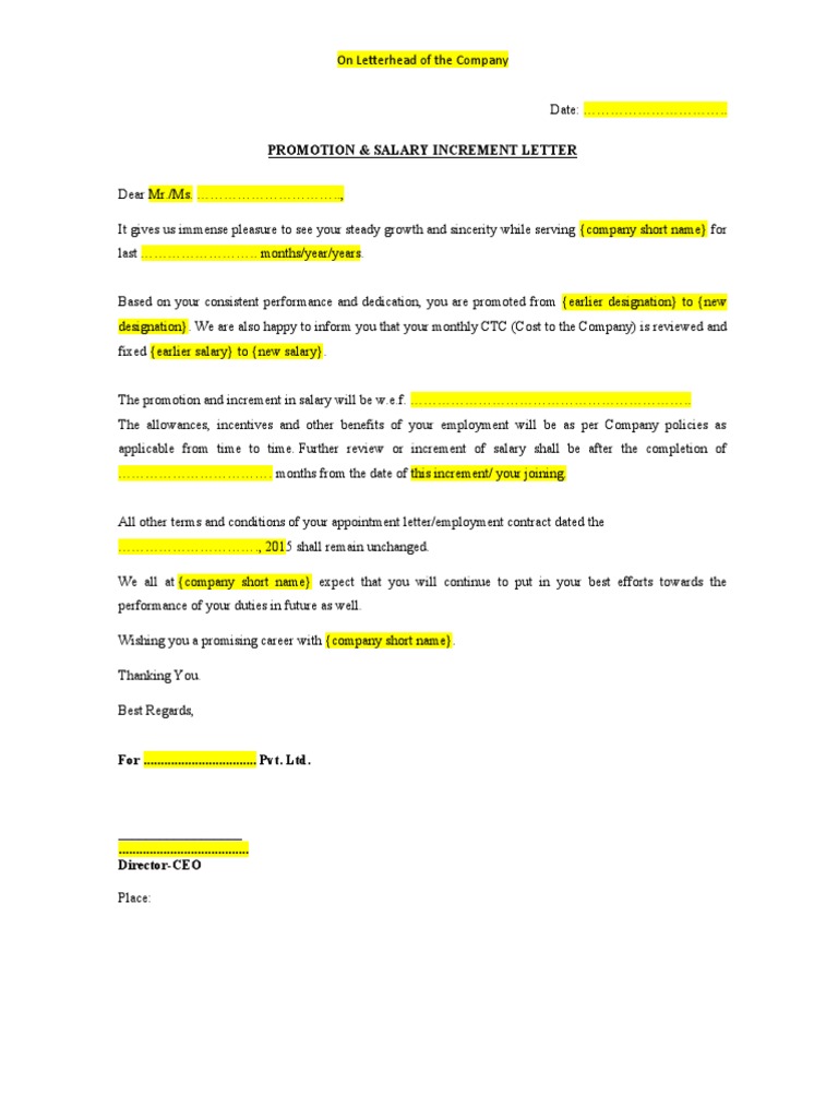 Promotion and Salary Increment Letter | PDF