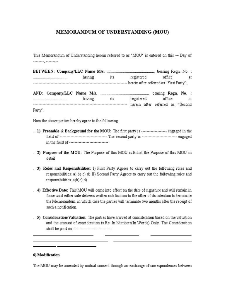 Memorandum of Understanding | PDF | Legal Documents | Private Law