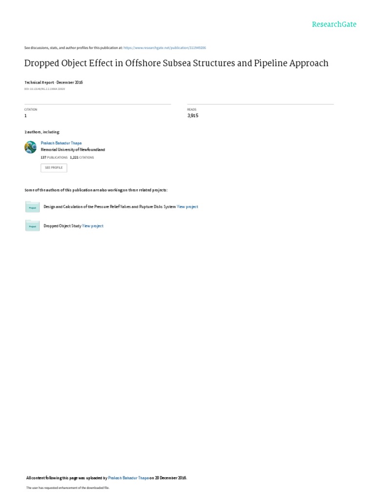 Offshore Subsea Dropped Object Impact | PDF | Pipeline Transport ...