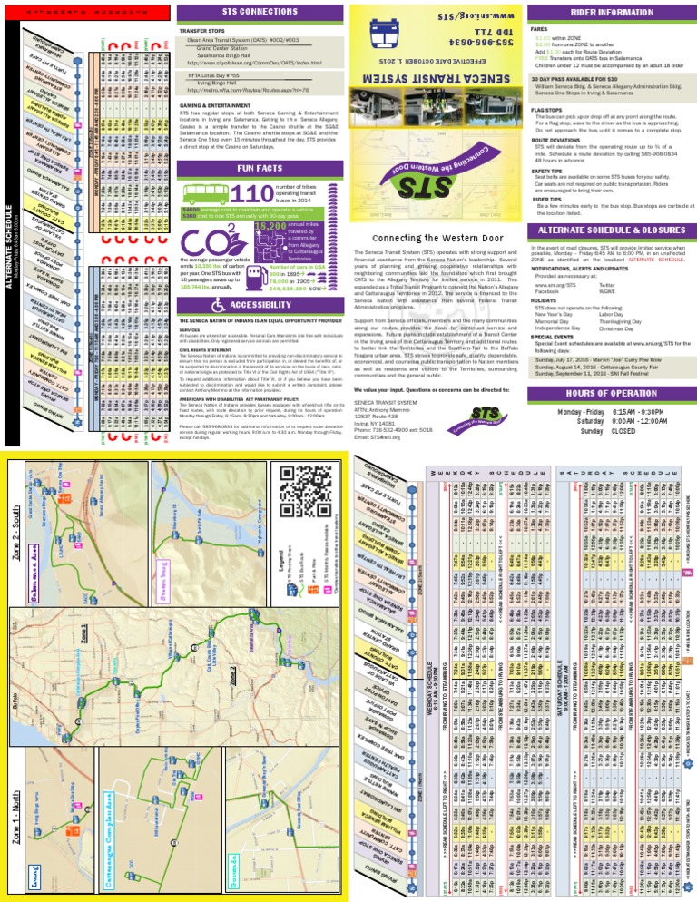 Seneca Transit System (STS) Schedule and Route Map | Download Free PDF ...