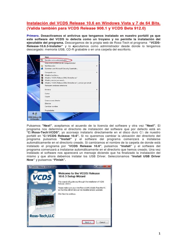 Instalación Del VCDS Release 10.6 en Windows Vista y 7 de 64 Bits | PDF ...