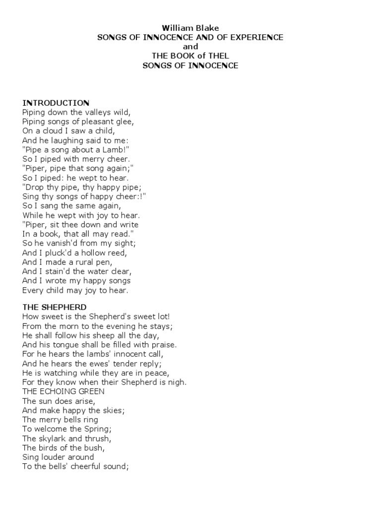 Poems of William Blake | PDF | Nature