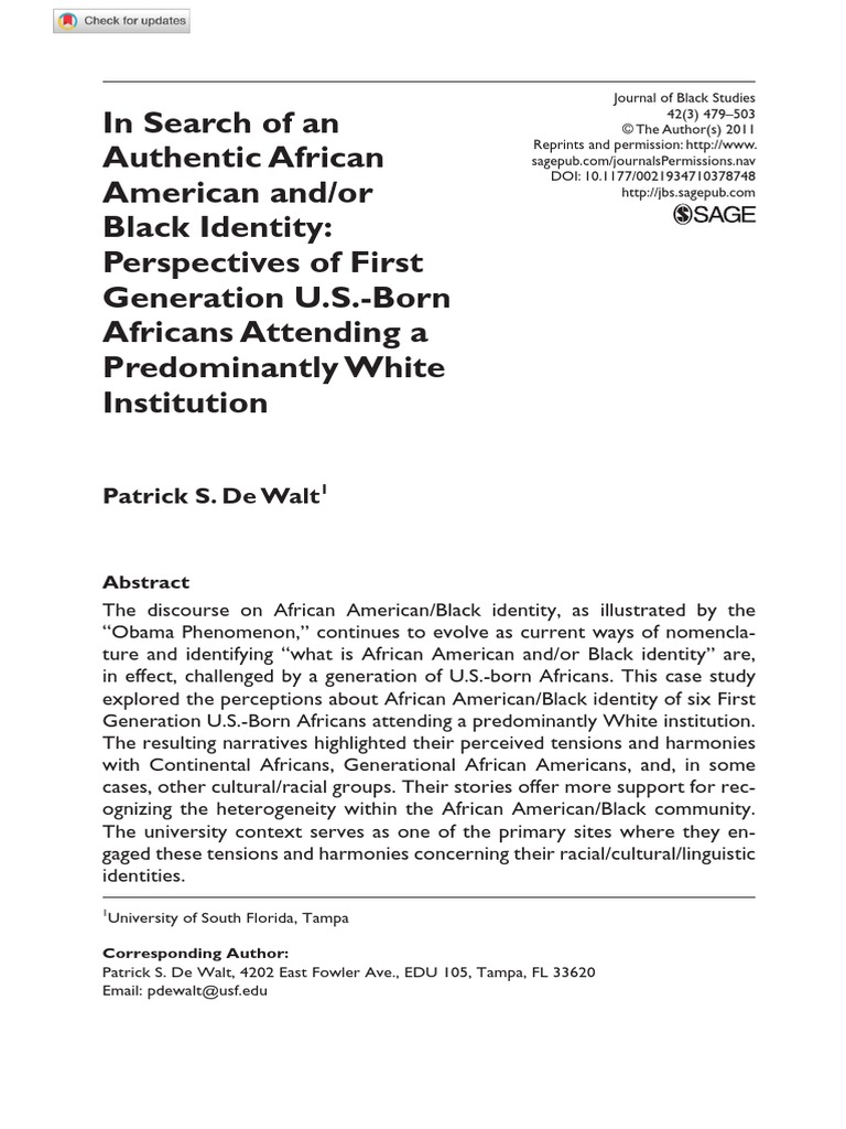 In Search of An Authentic African American | PDF | Identity (Social ...