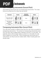 Instrument Transposition Guide | PDF | Clef | Pitch (Music)