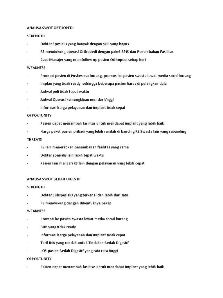 ANALISA SWOT Yanmed | PDF