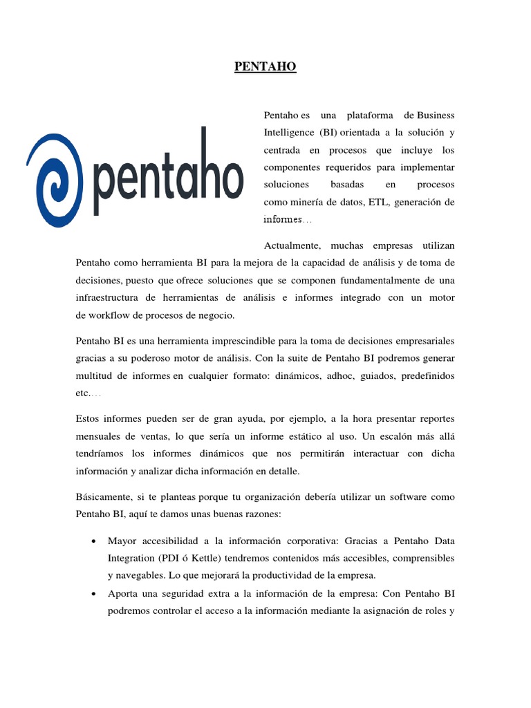 PENTAHO | Descargar gratis PDF | Arquitectura orientada a Servicios ...