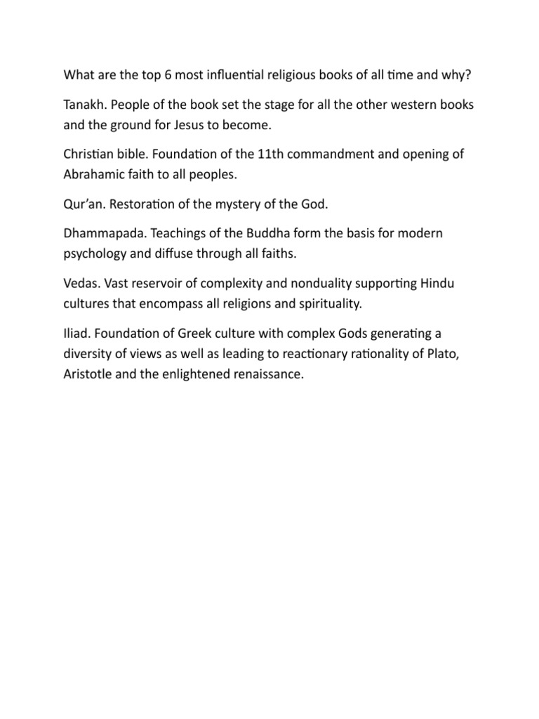 Top 6 Influential Religious Books | PDF | Social Science | Philosophy