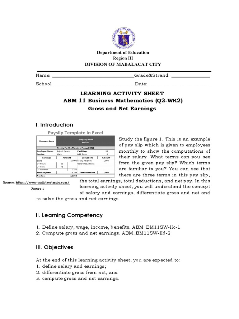 Gross and Net Earnings Computation Guide | PDF | Net Income | Tax Deduction