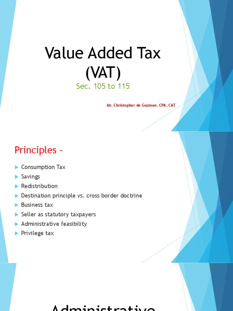 Value Added Tax (VAT) : Sec. 105 To 115 | PDF | Value Added Tax ...