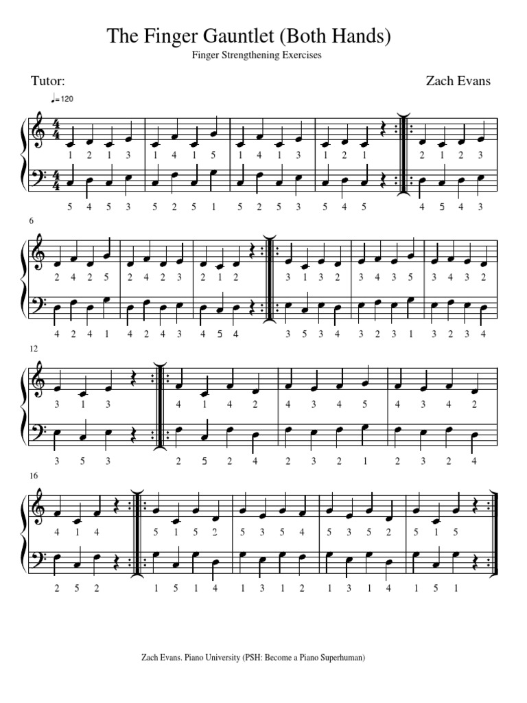 The Finger Gauntlet Sheet Music PDF Both Hands 1 | PDF
