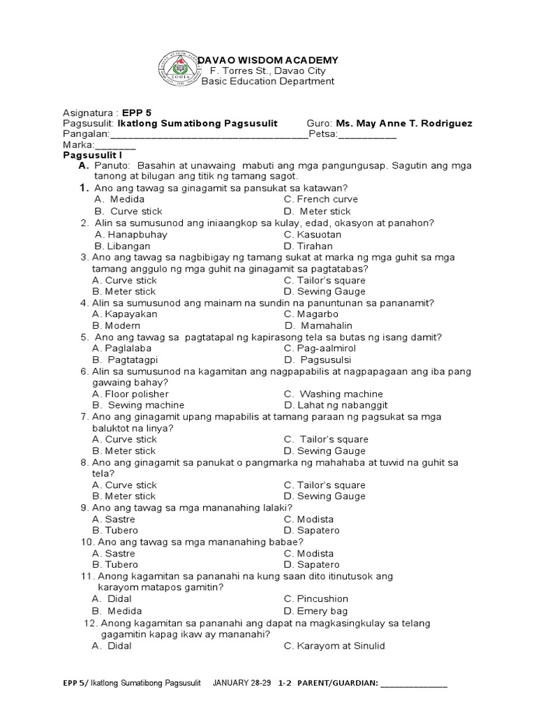 Epp 5 3rd Summative Exam | PDF