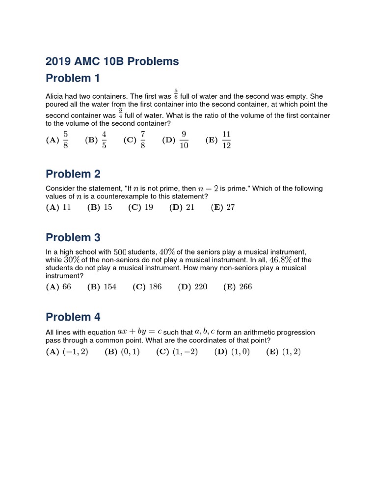 2019 AMC 10B Problems | PDF | Triangle | Area