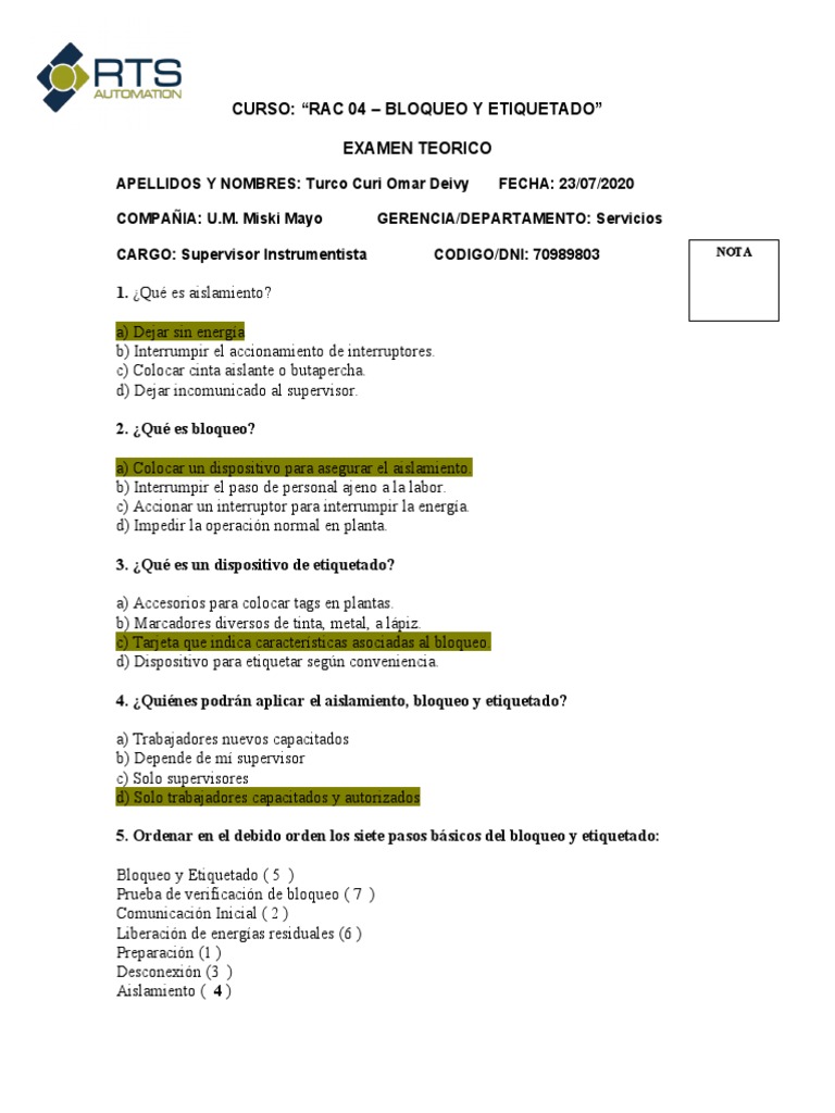 Examenes RAC Miski Mayo | Descargar gratis PDF | Herramientas | Soldadura