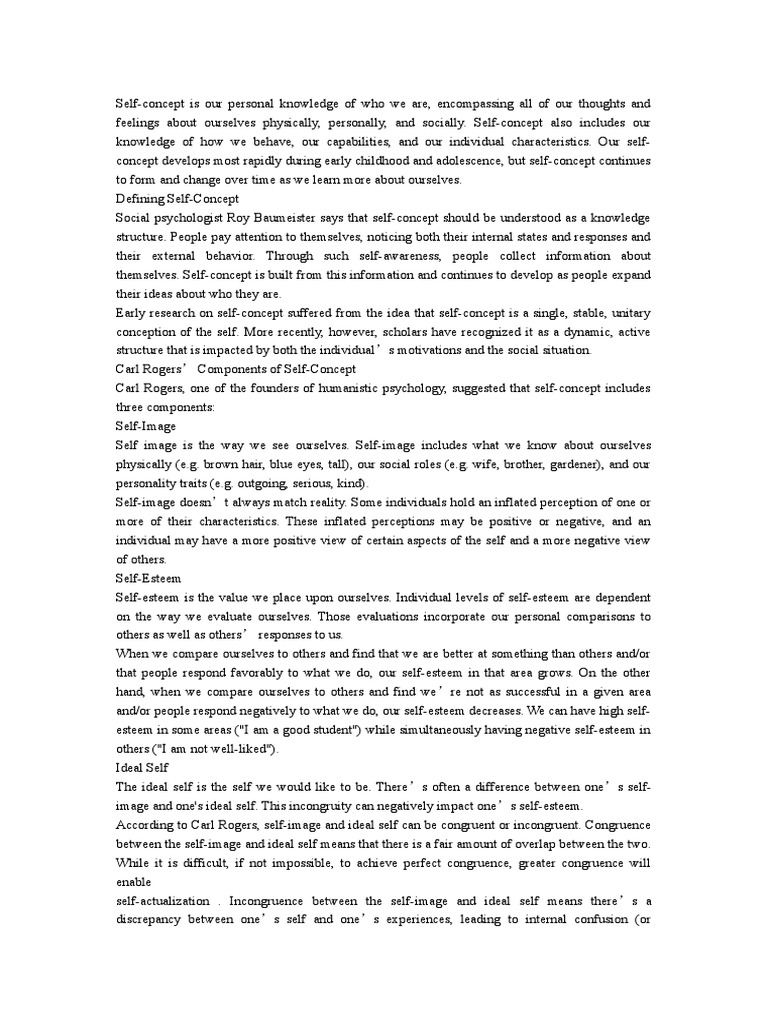 3 Components of Self Concept | PDF | Self Concept | Self Esteem