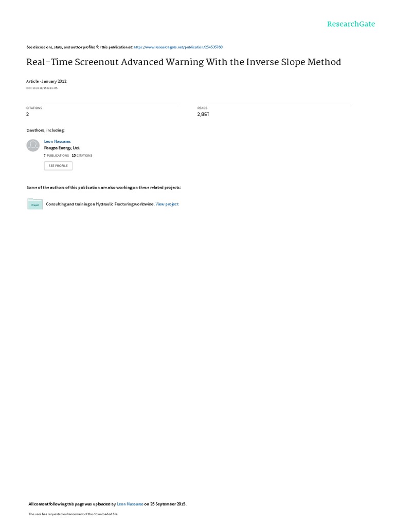 Real-Time Advanced Warning of Screenouts With The Inverse Slope Method ...