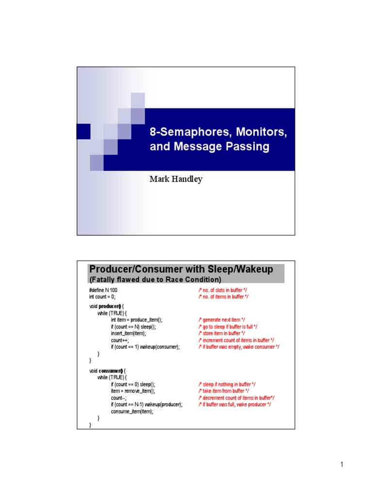8-Semaphores, Monitors, and Message Passing: Producer/Consumer With ...