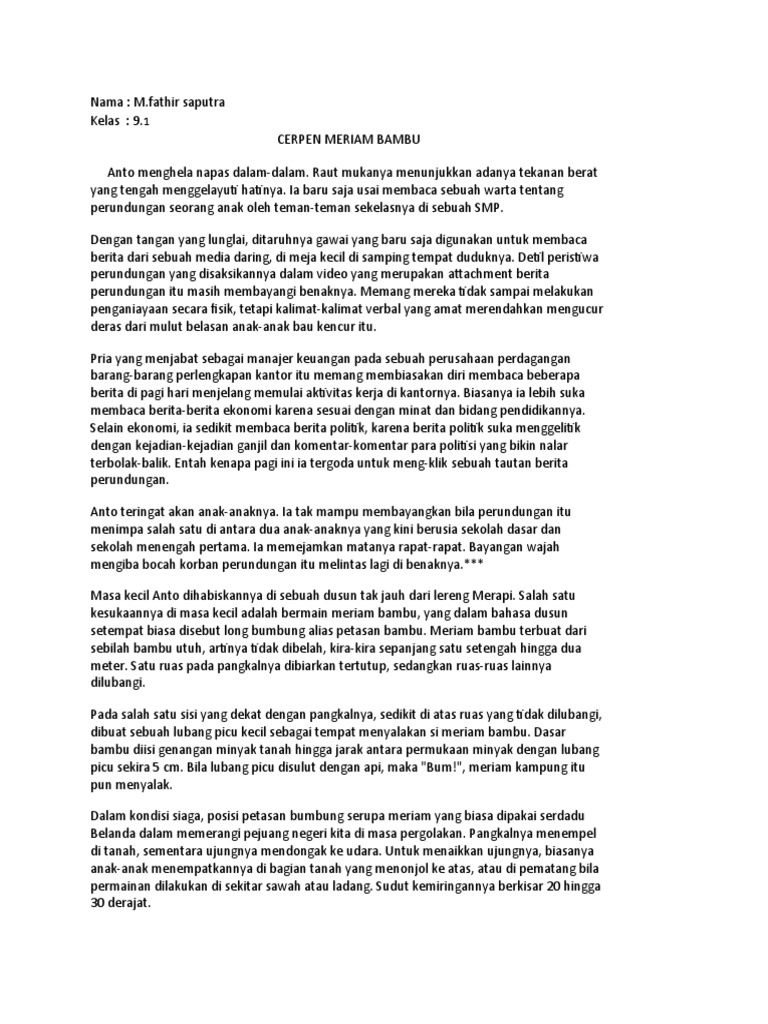 Cerpen Meriam Bambu | PDF | Puisi | Fiksi Umum