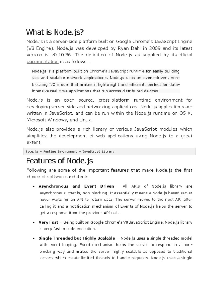 What Is Node - JS?: Official Documentation | PDF | Computer Science ...