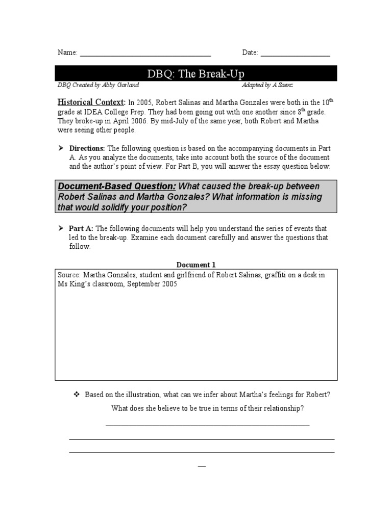 DBQ: The Break-Up: Historical Context | PDF