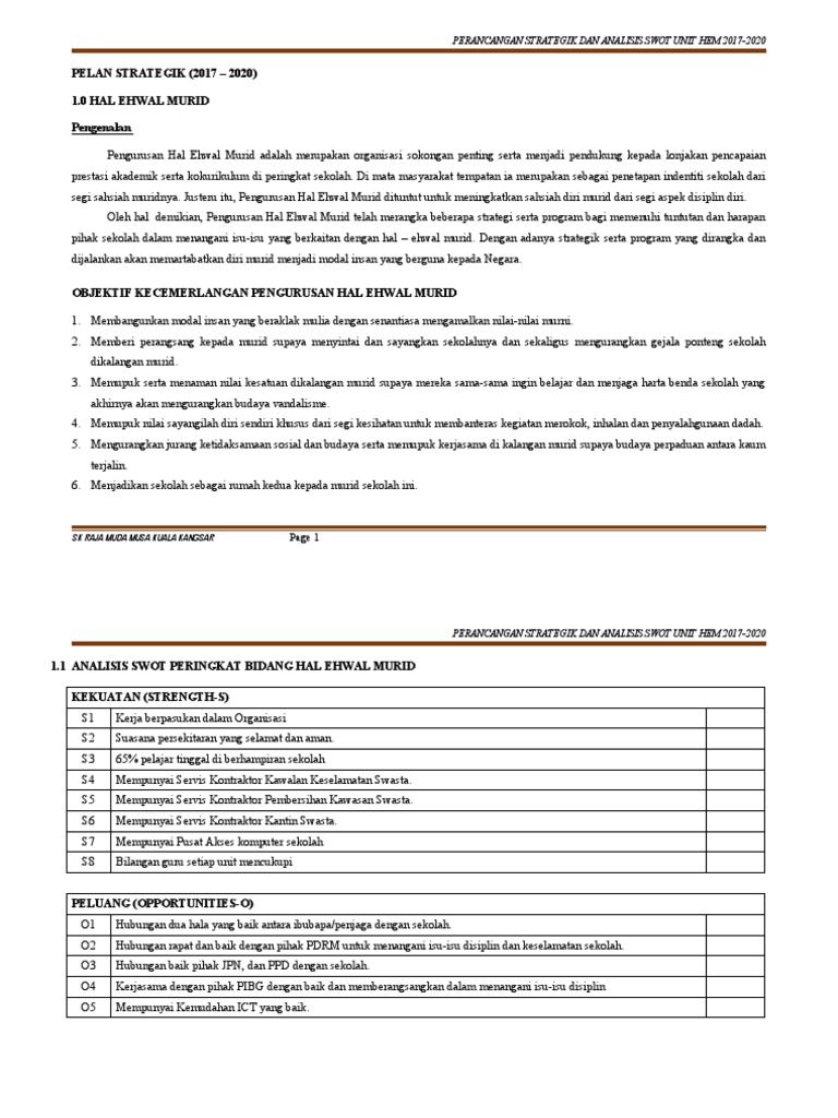 Perancangan Strategik Unit Hem | PDF