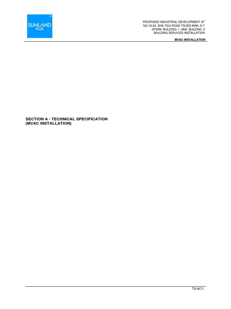 Section A - Technical Specification (Mvac Installation) | PDF ...