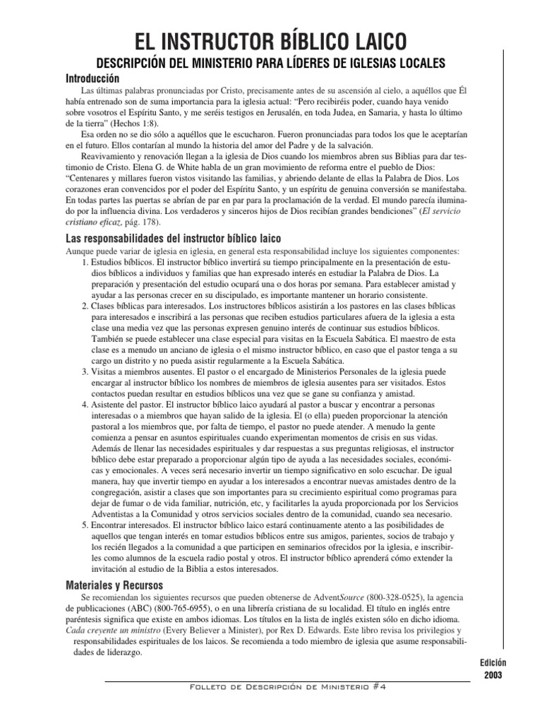 4 Instructor Biblico Laico PDF | PDF | Biblia | Iglesia Católica