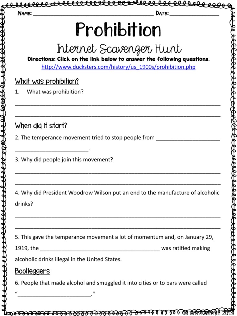 Prohibition Webquest | PDF | Prohibition | United States Travel