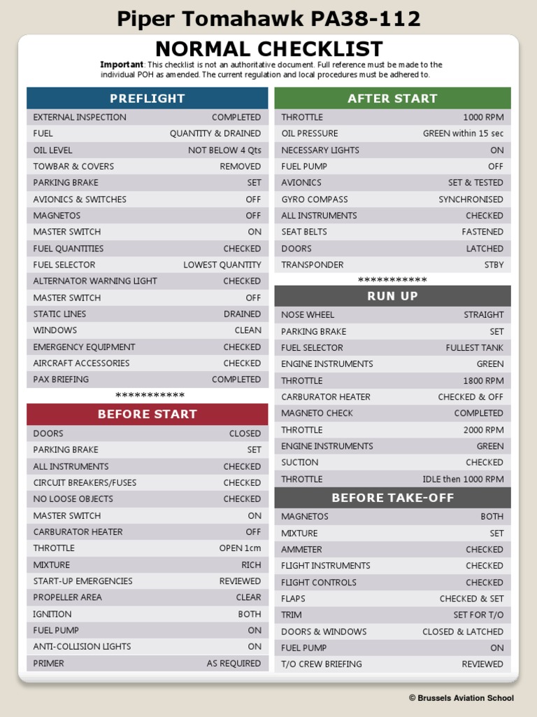 Checklist PA38 | PDF | Aviation | Vehicles