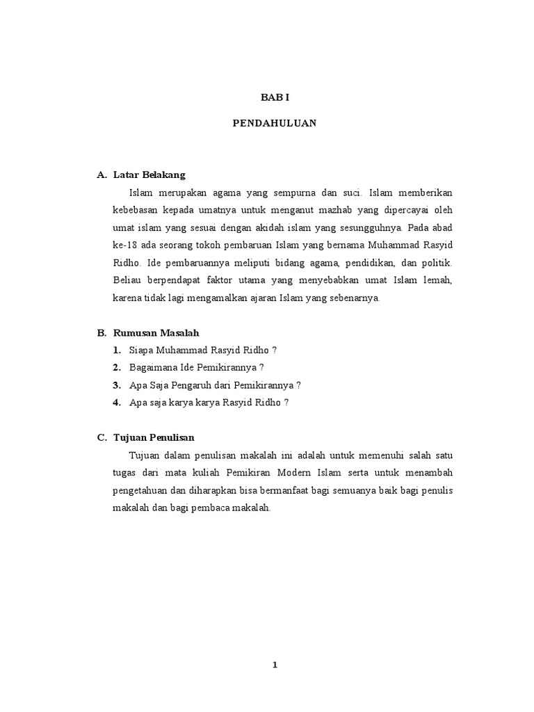 Pemikiran Muhammad Rasyid Ridho | PDF