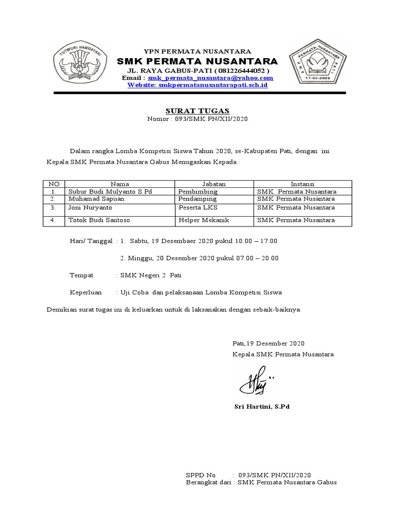 Surat Tugas LKS | PDF