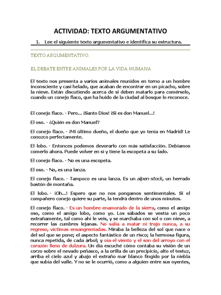 Texto Argumentativo El Conejo Flaco | PDF | Naturaleza