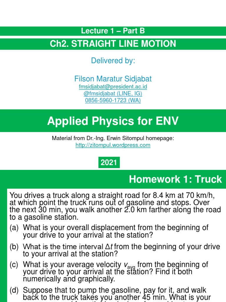 01 Part B - Straight Line Motion | PDF | Velocity | Acceleration