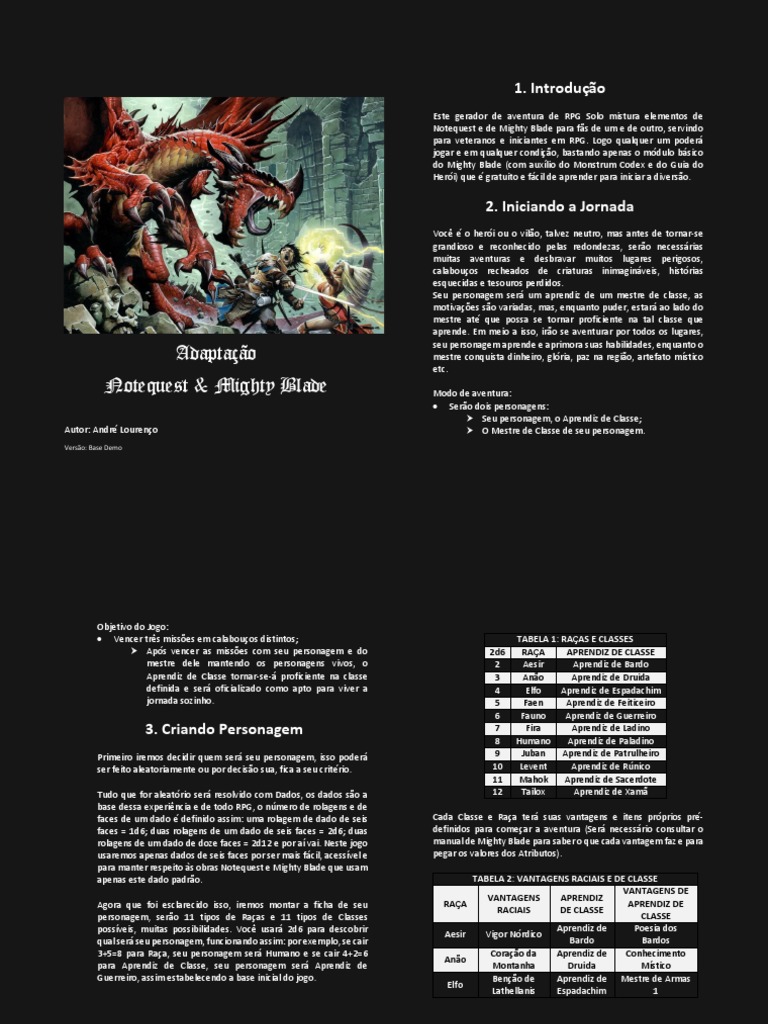 Adaptação Notequest & Mighty Blade | PDF | Jogos de RPG | Armamento